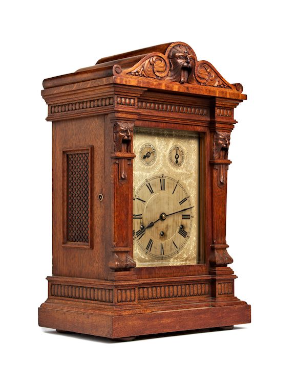Bonhams : A large 1930's Continental oak cased musical mantle clock Kienzle