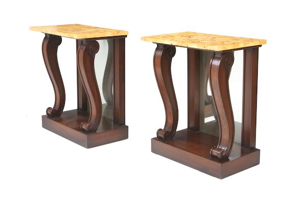 Bonhams : A pair of mahogany pier tables in the Regency style
