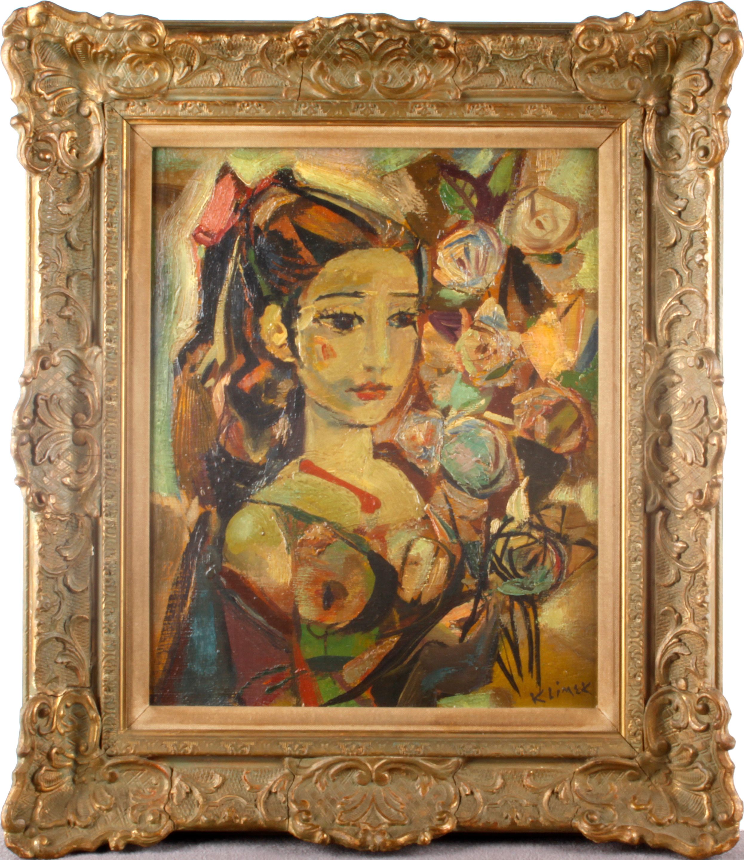 Bonhams : Ludwig Klimek (Polish, 1912-1992) 'Madrilene au bouquet de ...