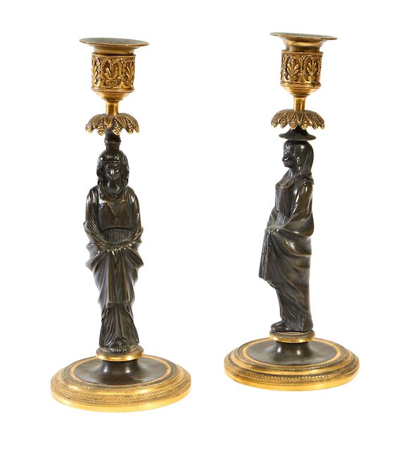 Bonhams : A pair of 19th century French patinated and gilt bronze ...
