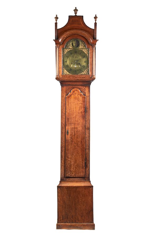 Bonhams : A good 18th century oak 8 day longcase clock, with rocking ...