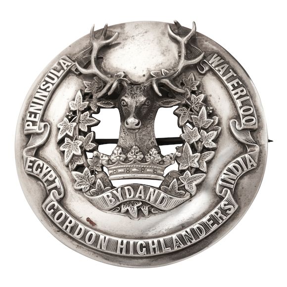 Bonhams : A Gordon Highlanders officer's silver plaid brooch