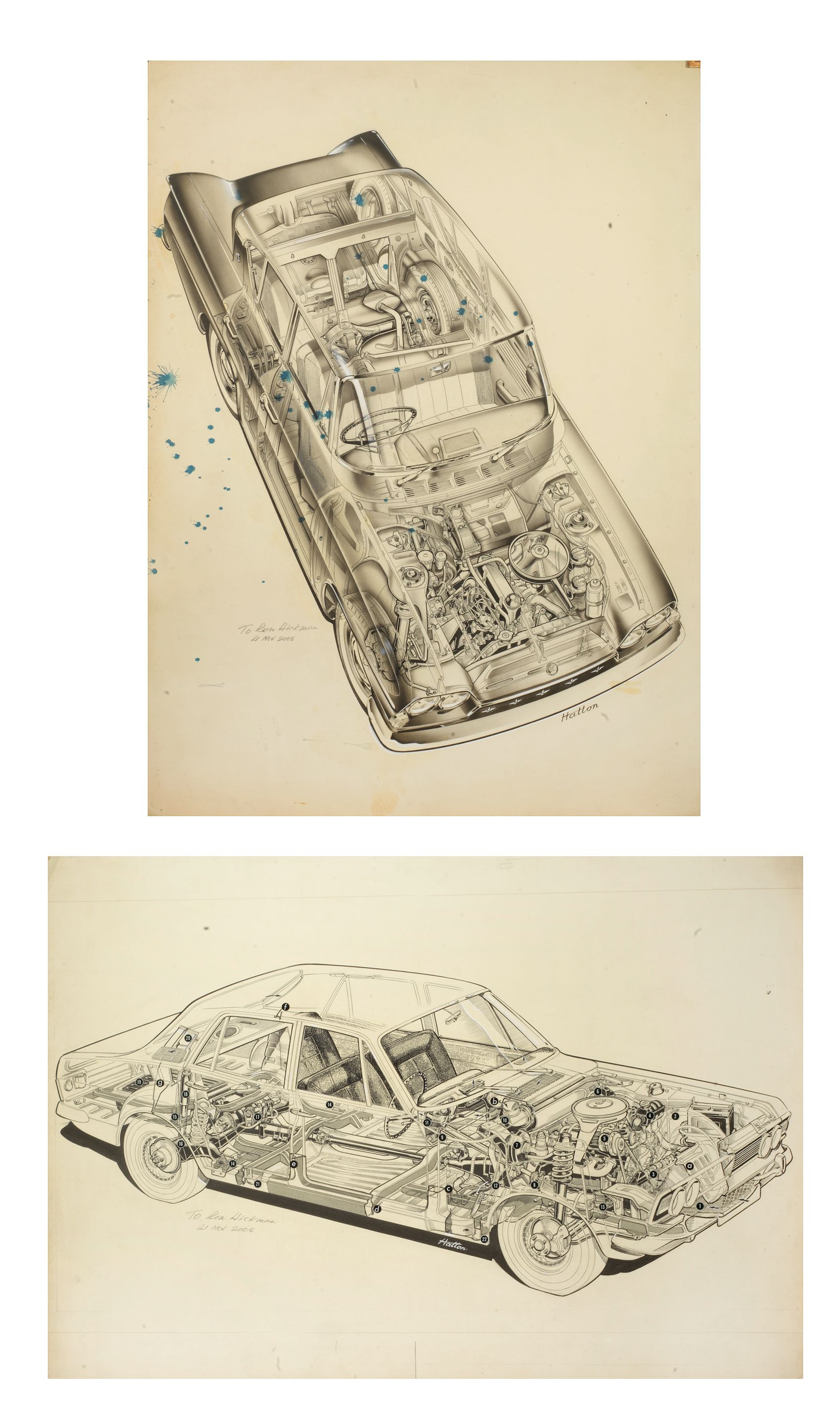 Bonhams Cars : Four Ford cutaway illustrations by Brian Hatton for The ...