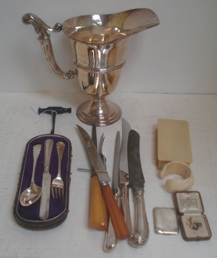 Bonhams : A George II style silver pistol handle steel blade carving ...