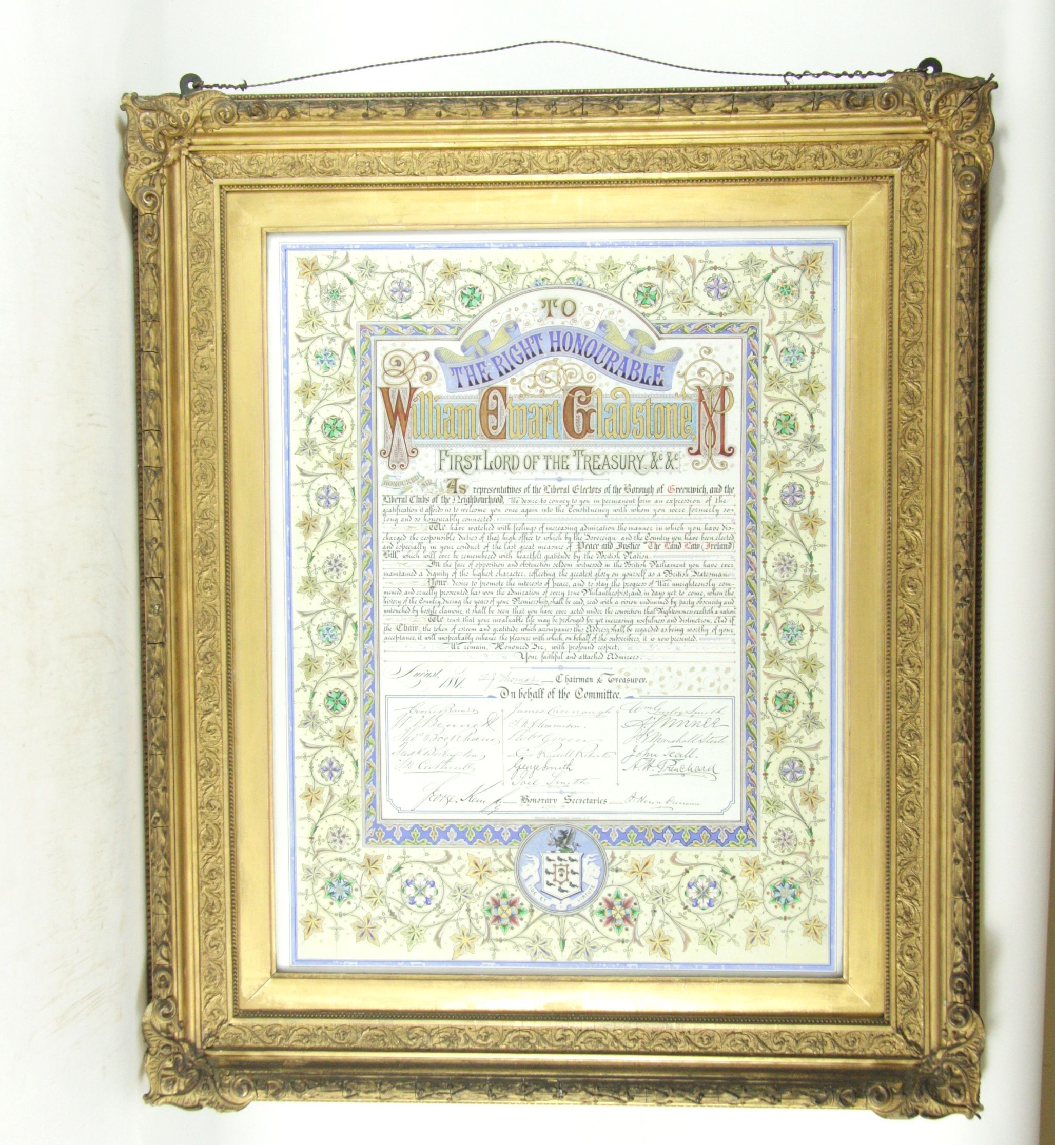 Bonhams : ILLUMINATED TESTIMONIAL To, The Right Honourable, William ...