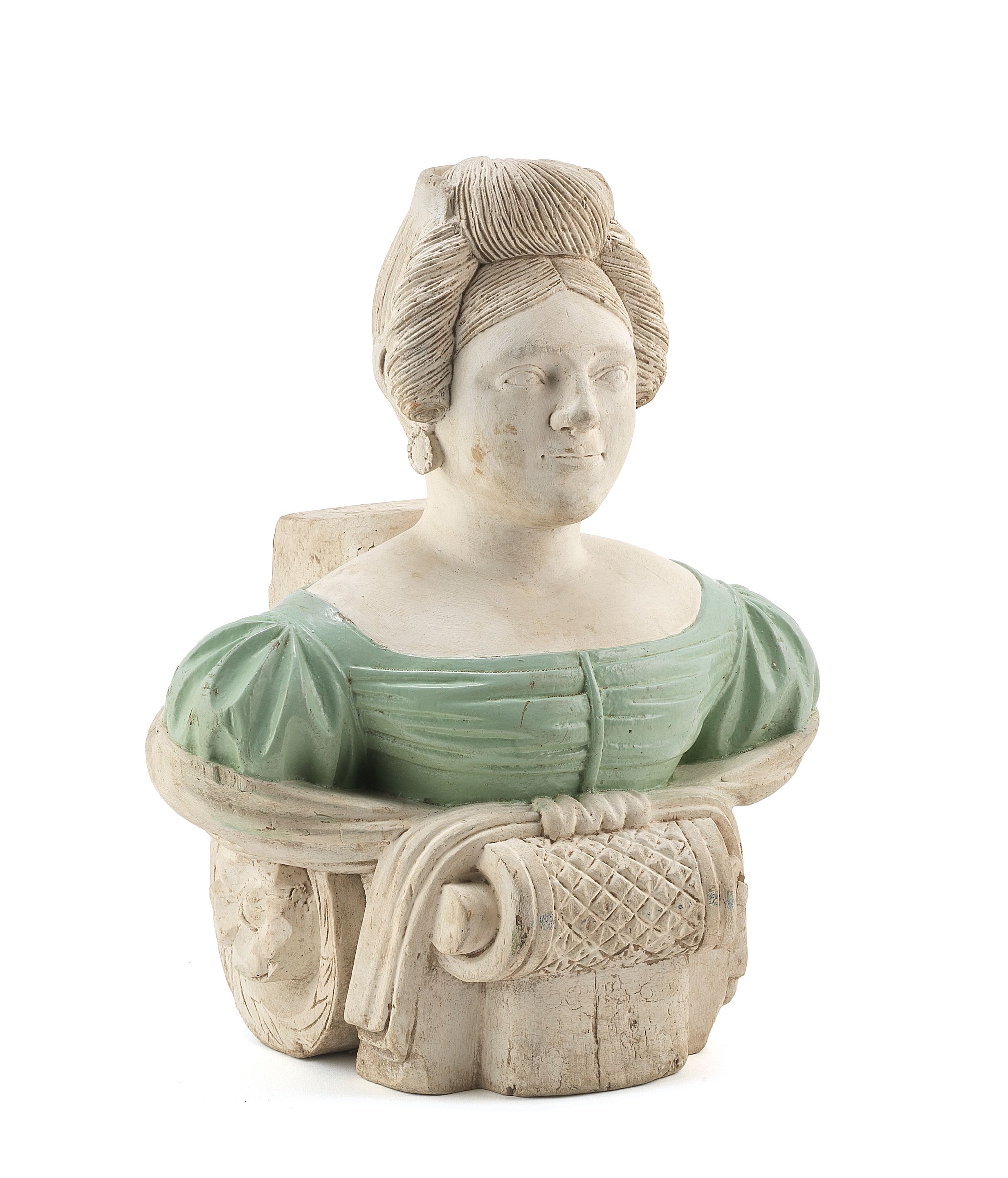 Bonhams : A small ship's figurehead, 20x16x12ins.(51x41x31cm)