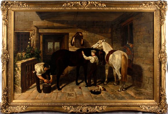 Bonhams : W** G** Meadows (British, 19th Century) Stable scene