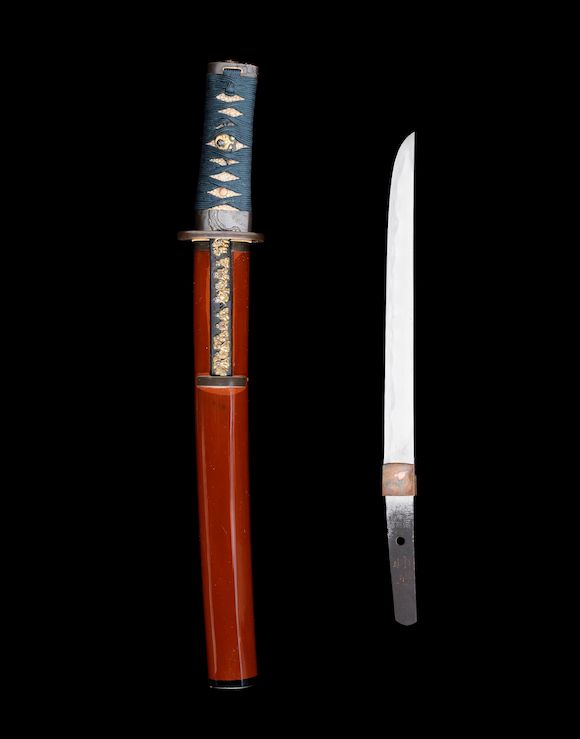 Bonhams : A tanto in buke-zukuri koshirae Omote two kanji inscription