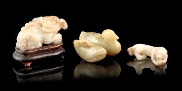 Bonhams : Three small jade animal carvings 19th/20th century