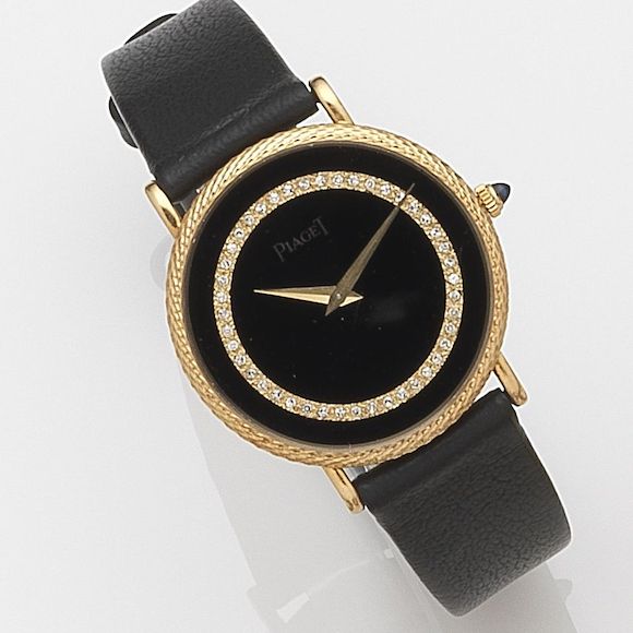 Bonhams : Piaget. An 18ct gold and diamond set manual wind ...
