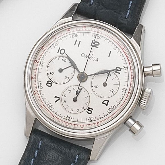 Bonhams : Omega. A stainless steel manual wind chronograph ...