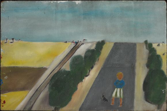 Bonhams : Sidney Nolan (1917-1992) Girl and dog, Kiata, Wimmera c.1943 ...