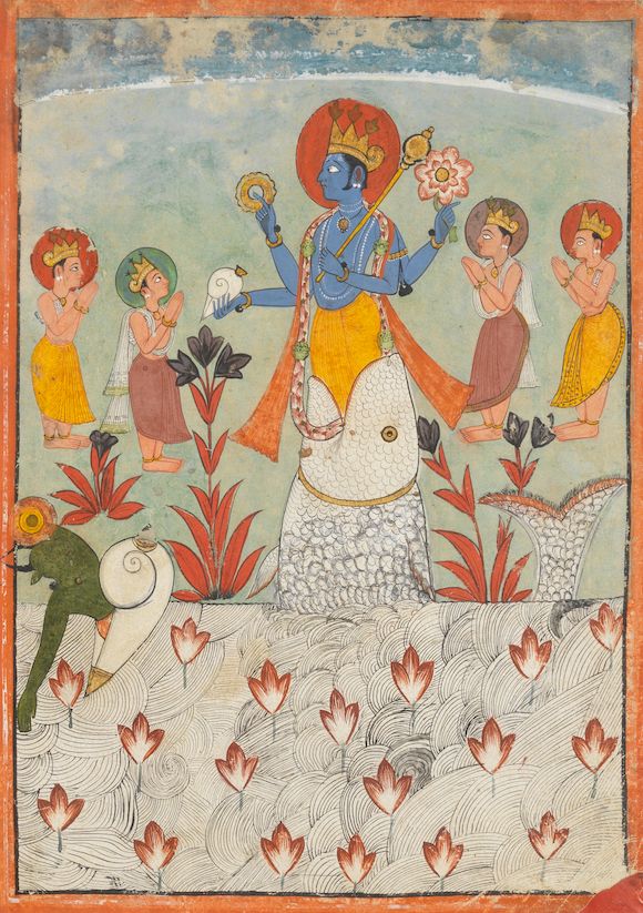 Bonhams : Matsya avatar, the fish incarnation of Vishnu, arising from ...