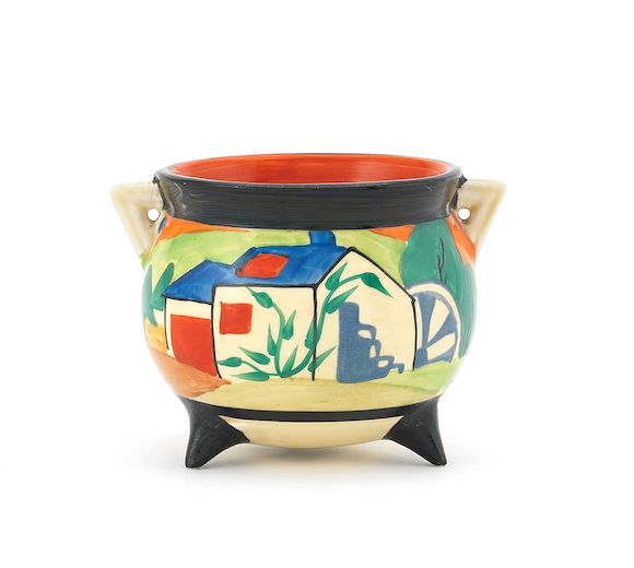 Bonhams : Clarice Cliff 'Appliqué Orange Lugano' a Rare Small Pottery ...