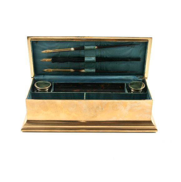 Bonhams : A polished brass writing box