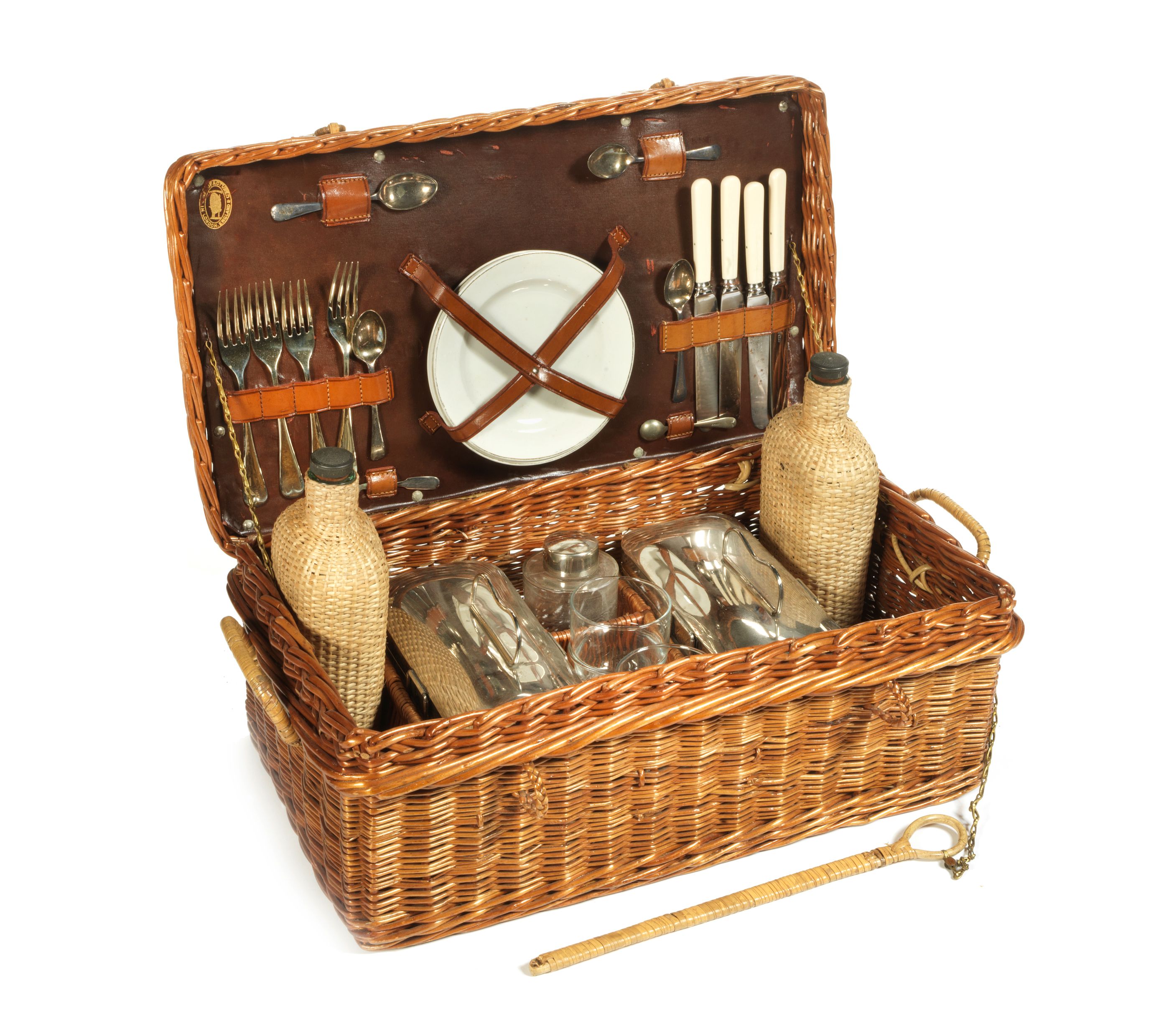 Bonhams Cars : A Veteran wicker-cased Coracle picnic set for four persons,