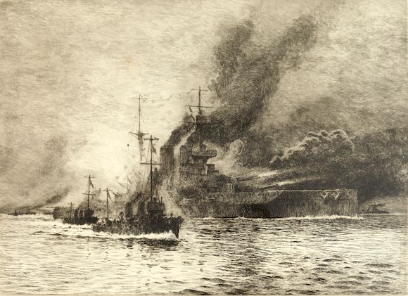 Bonhams : William Lionel Wyllie (British, 1851-1931) H.M.S Queen Elizabeth