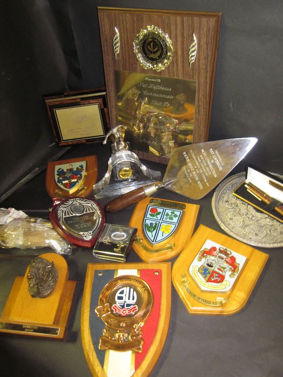 Bonhams : A collection of various trophys/awards presented to Nat Lofthouse