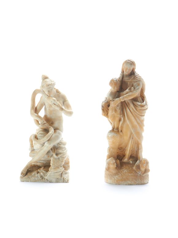 Bonhams : An late 18th / 19th century carved alabaster figural group of ...