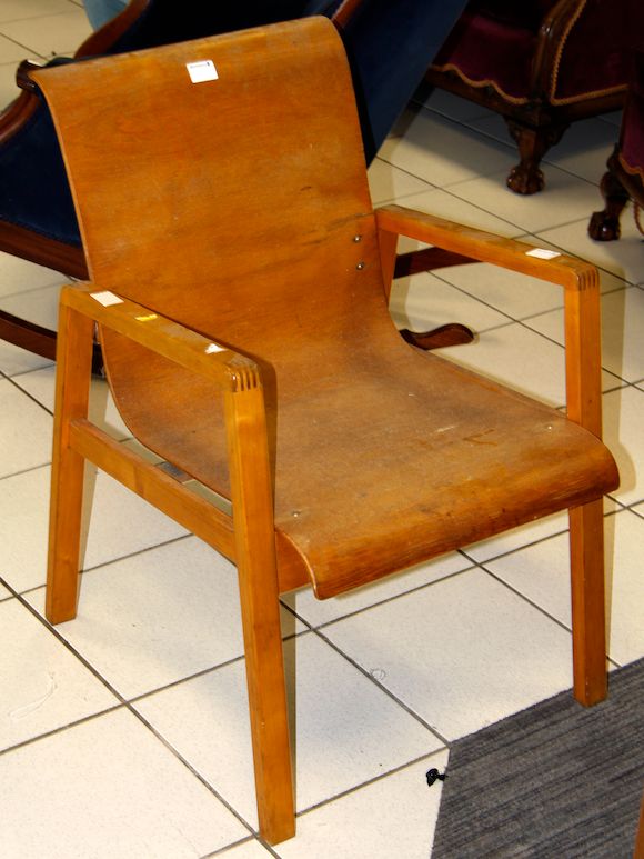 Bonhams : Alvo Alto for Finmar Ltd, a birch laminate open armchair