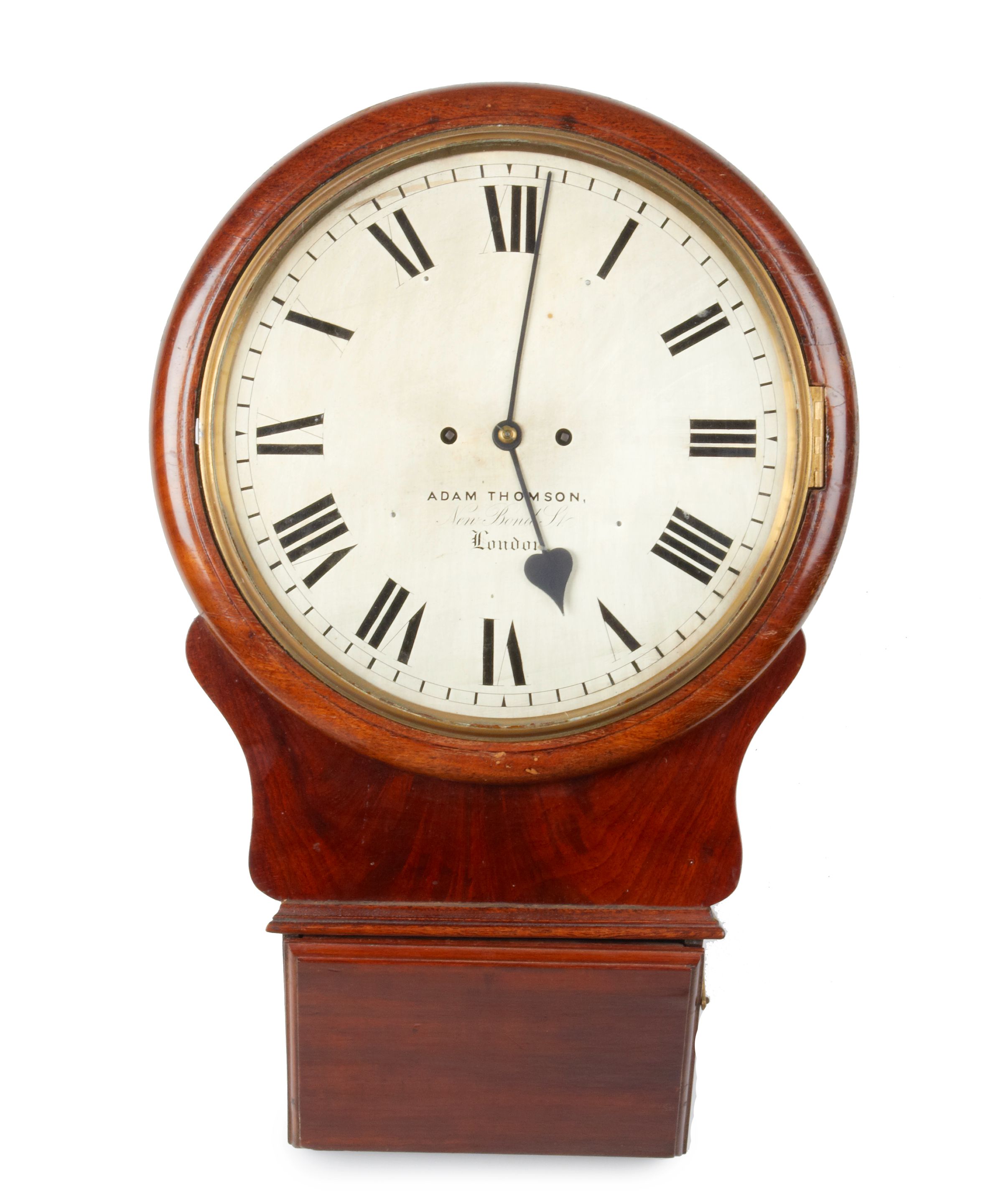 Bonhams : A George III Figured mahogany drop dial wall clock Adam ...