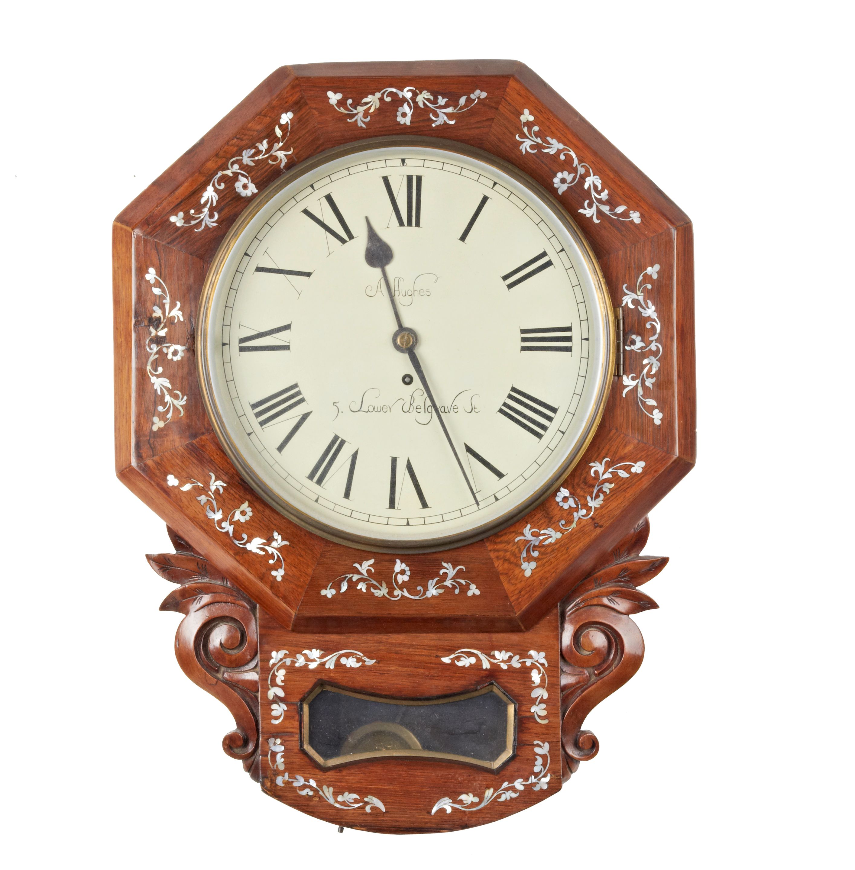 Bonhams : A Victorian rosewood drop dial wall clock The dial signed A ...
