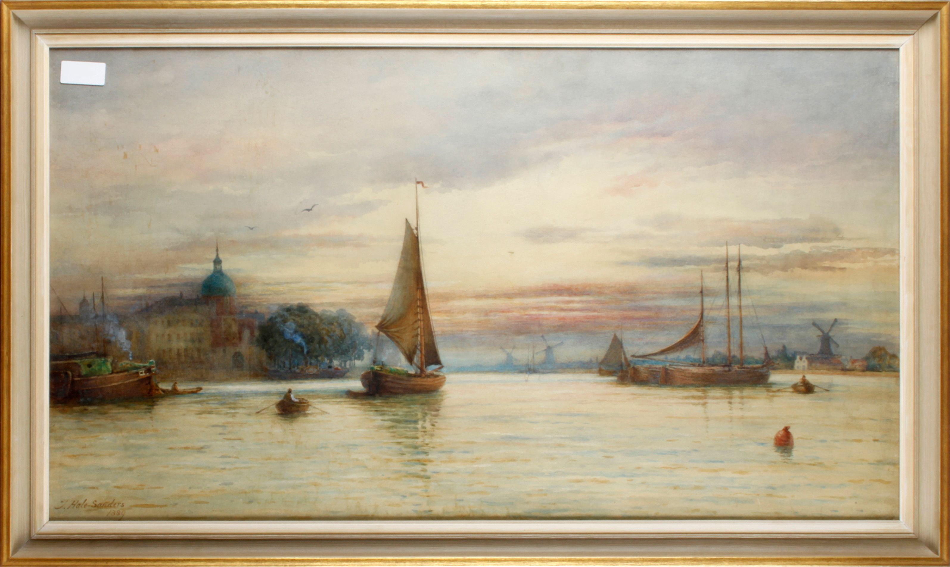 Bonhams : Thomas Hale Sanders (British, active 1880-1906) Busy river scene