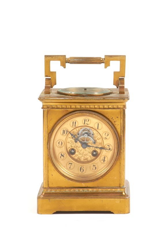 Bonhams : A late 19th century French gilt brass combined clock ...
