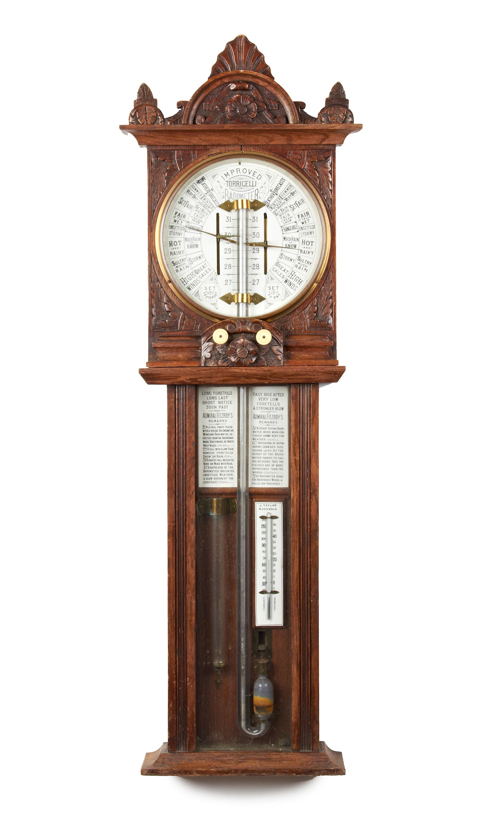Bonhams : A large 19th century carved oak atmospheric barometer J ...