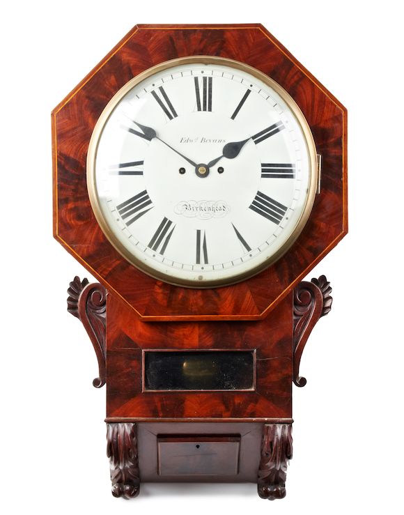 Bonhams : A good 19th century figured mahogany twin fusee drop dial ...