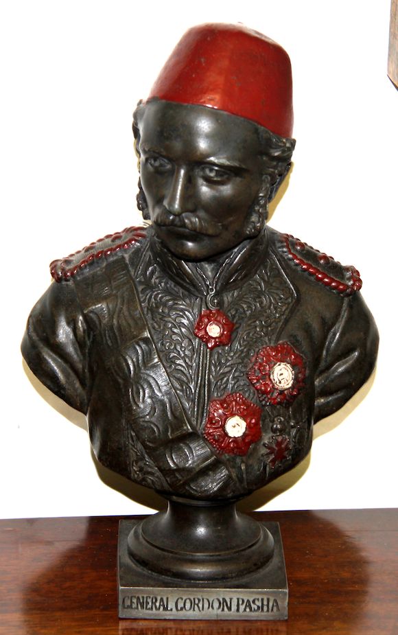 Bonhams : A painted metal bust of General Gordon Pasha