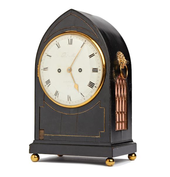 Bonhams : An ebonised lancet form bracket clock Thomas Moss. London. c ...