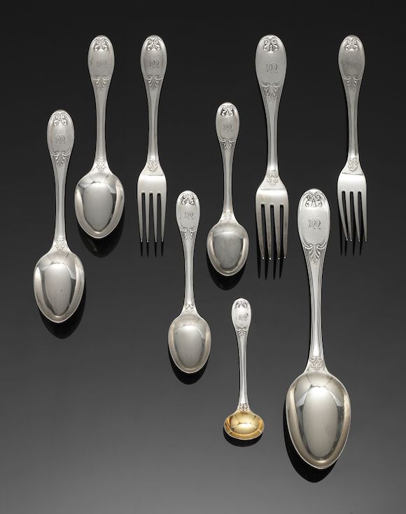 Bonhams : A scarce Victorian silver 'Wellington' pattern table service ...
