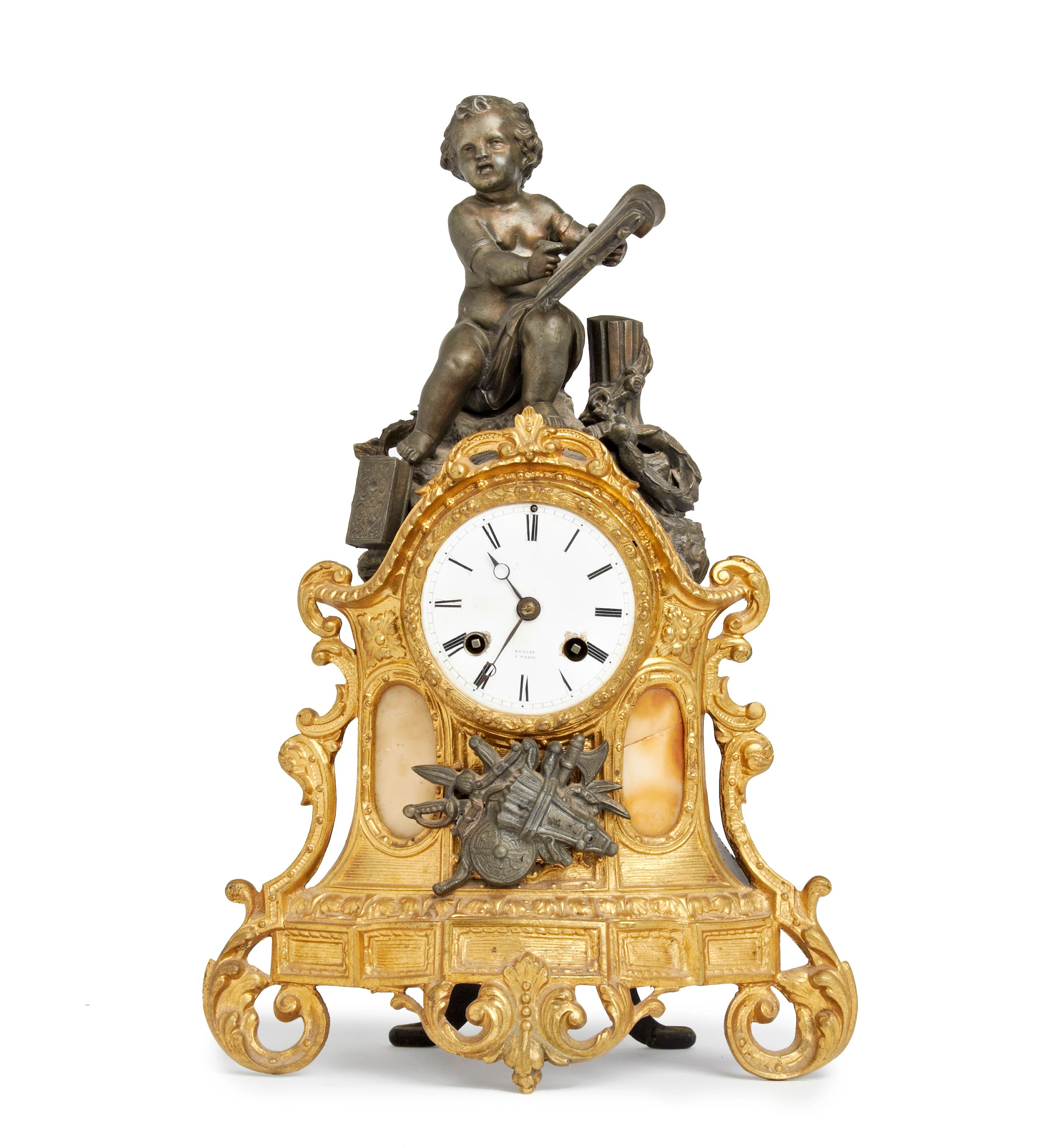 Bonhams : A 19th century French figural mantel clock with adjustable ...