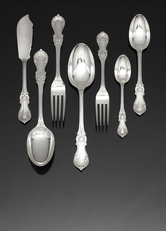 Bonhams : An Edwardian Rich Bead (Prince of Wales) pattern table ...