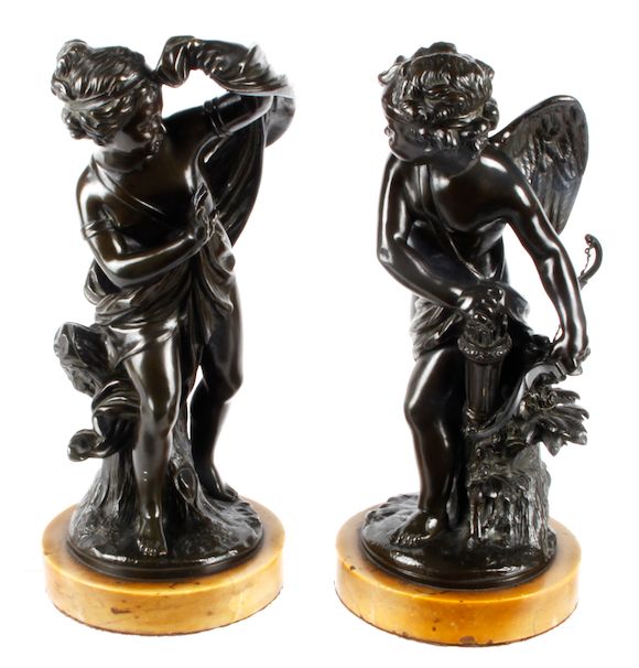 Bonhams : A pair of bronze figures of Cupid and PsycheCirca 1900