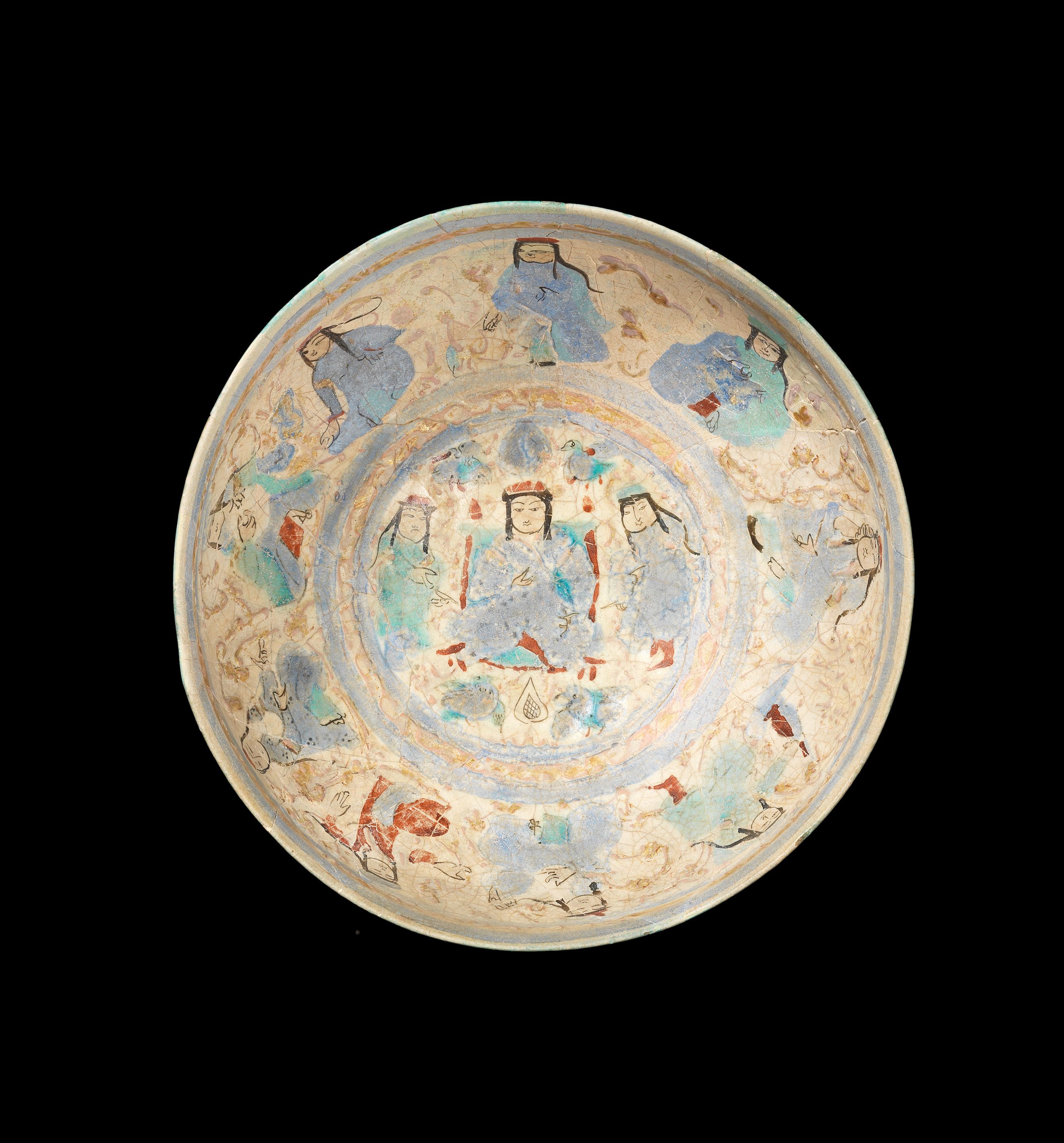 Bonhams : A Minai overglaze-painted pottery Bowl Persia, late 12th ...