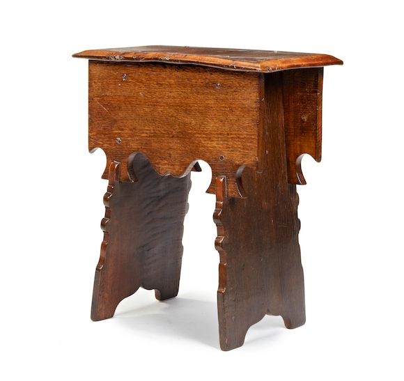 Bonhams : An oak boarded stool In the late 16th century manner
