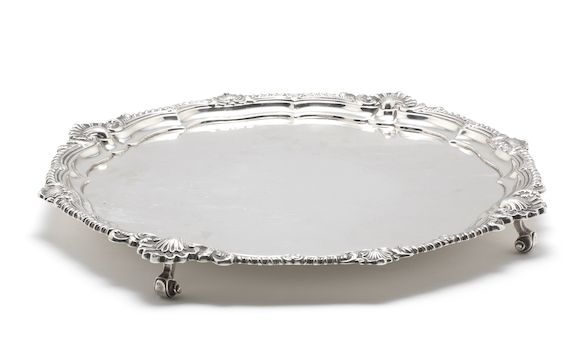 Bonhams : An 18th century style silver salver by George Howson, London 1912