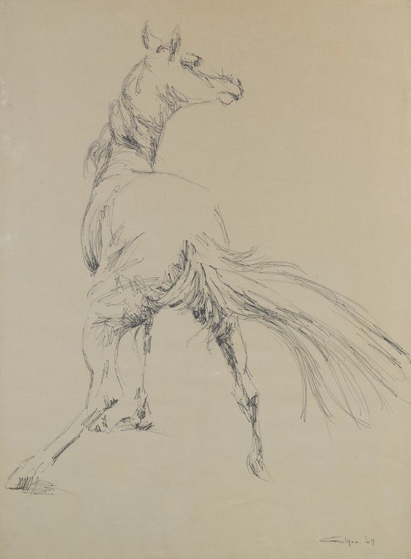 Bonhams : Ismail Gulgee (Pakistan, 1926-2007) Study of Horse,
