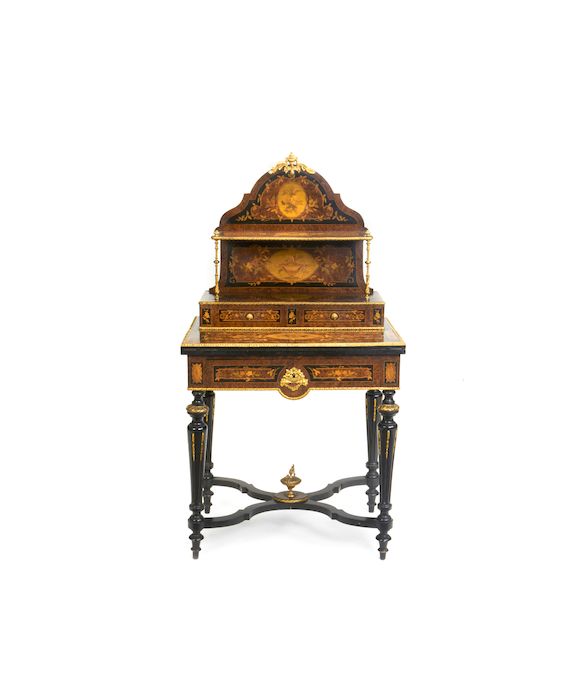 Bonhams : A French 19th century burr yew, ebonised, stained sycamore ...