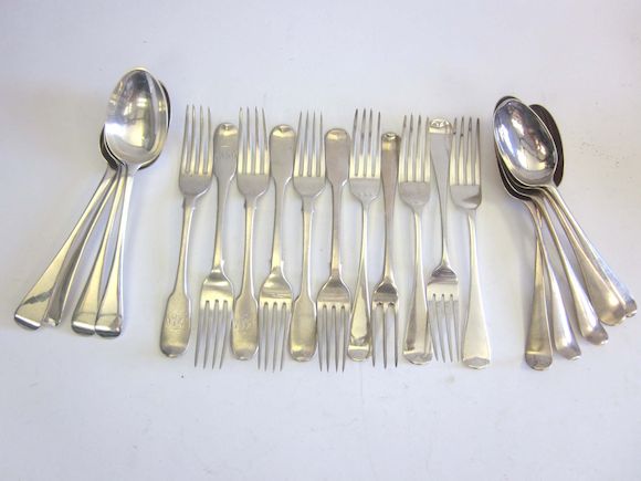 Bonhams : A quantity of 18th / 19th century silver flatware various ...