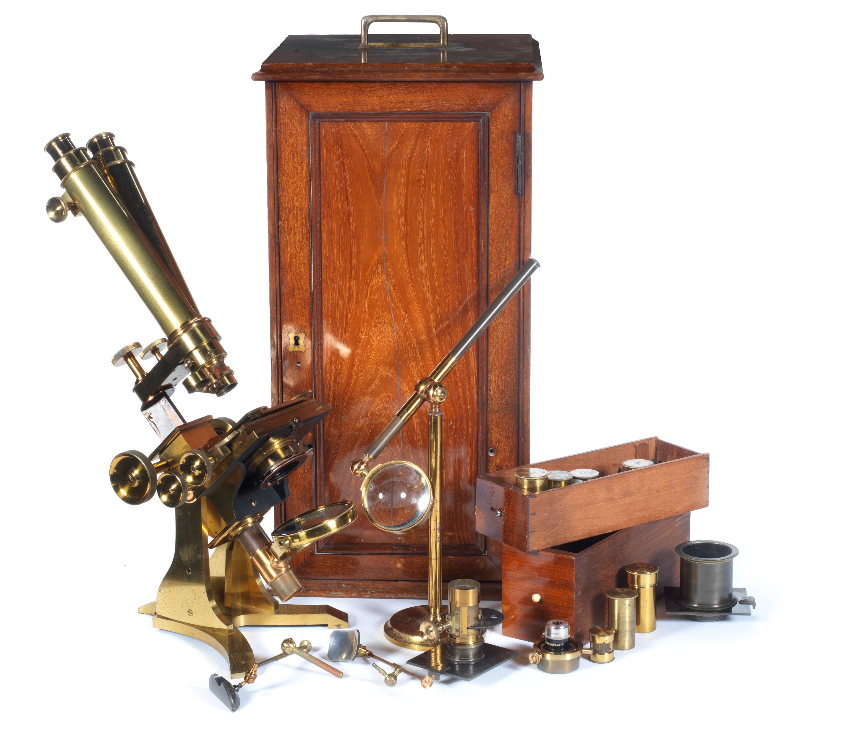 Bonhams : A Charles Baker brass binocular microscope, English, circa 1870,