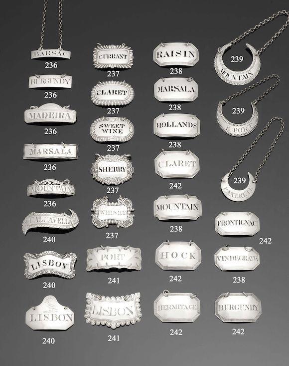Bonhams : Five silver wine labels (5)