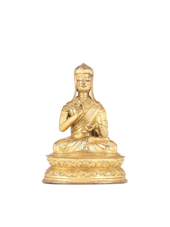 Bonhams : A gilt-bronze seated Sakya Lama, possibly Sakya Pandita Circa ...