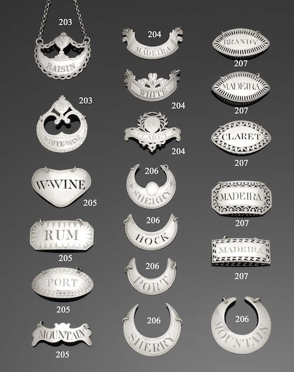 Bonhams : Two George III silver wine labels (2)