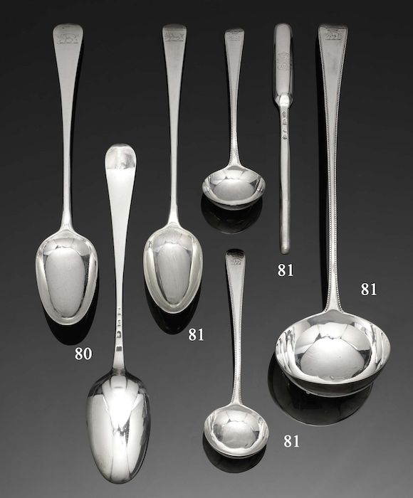 Bonhams : Four silver bottom marked basting spoons two, maker's mark ...