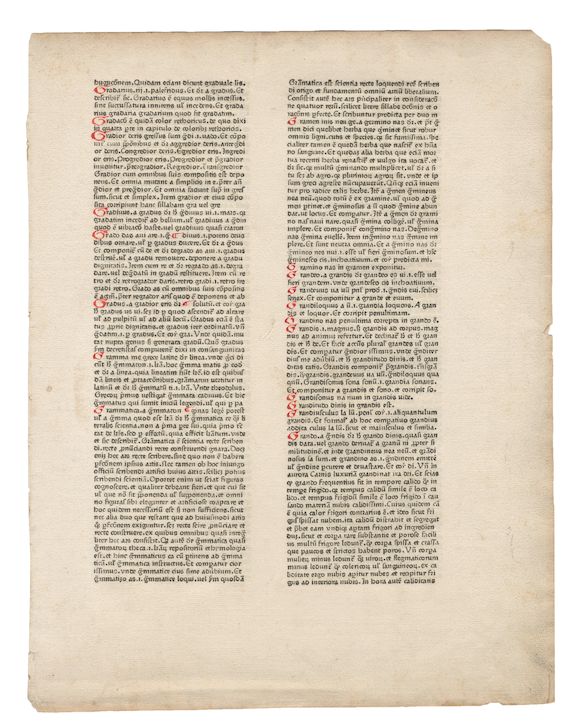 Bonhams : BALBUS (JOANNES) [Catholicon], single leaf, [Mainz, Printer ...