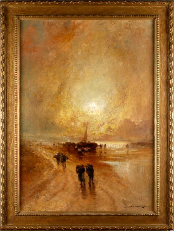 Bonhams : Van Hier, 19th Century Fisherfolk on the beach