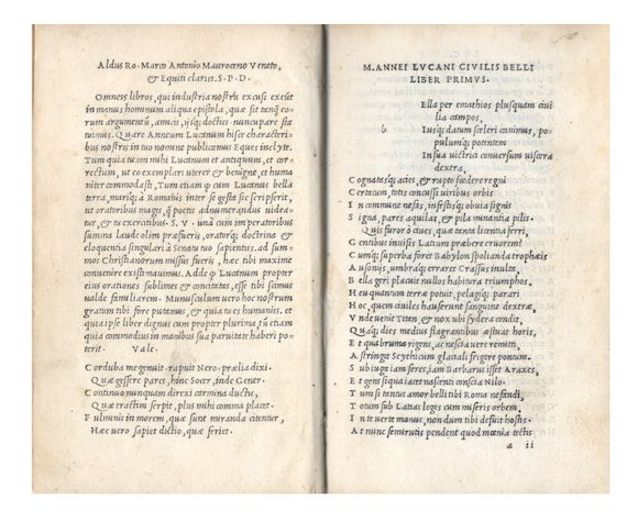 Bonhams : LUCANUS (MARCUS ANNAEUS) Civilis belli, Venice, Aldus the ...
